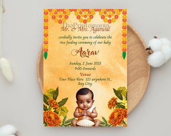 Editable Annaprashan Invitation Card Weaning Ceremony Invite Mukhe ...
