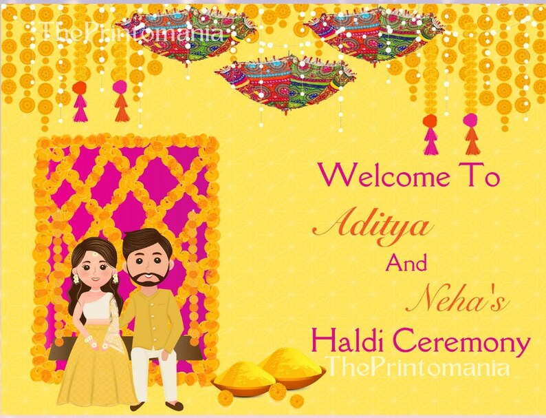 Indian Haldi Ceremony Welcome Sign Haldi Welcome Sign Digital - Etsy