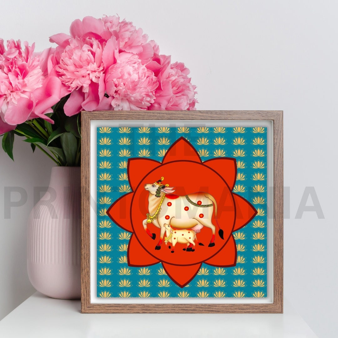 Pichwai Wall Art, Indian Traditional Pichwai Cow Wall Decor, Modern ...