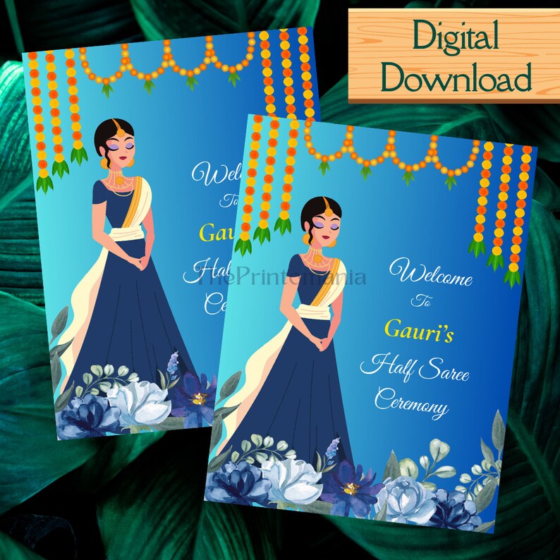 Half Saree Welcome Board as Half Saree Ceremony Welcome Signs, Half ...