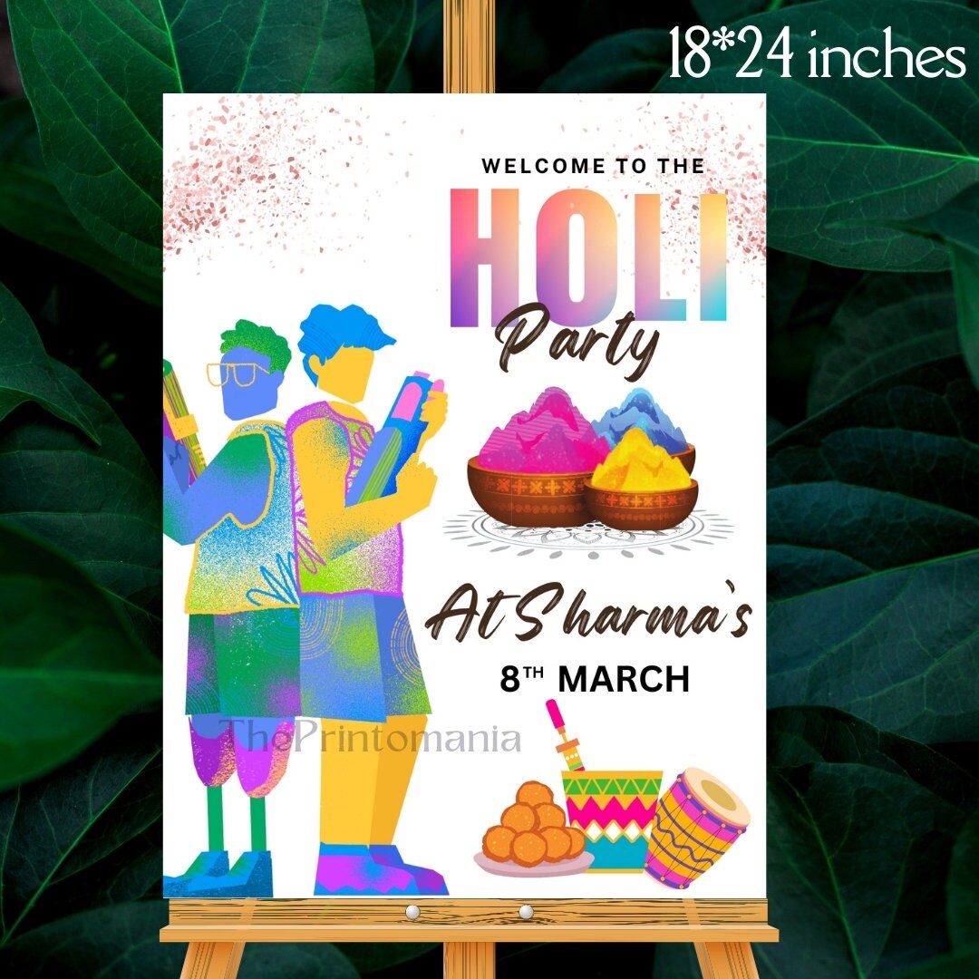 Editable Holi Party Welcome Sign, Holi Party Posters and Party Banner ...