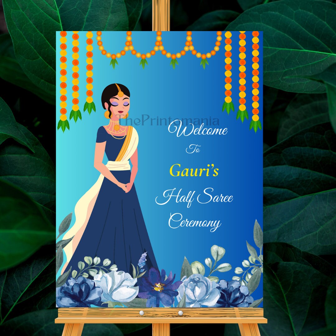 Half Saree Welcome Board as Half Saree Ceremony Welcome Signs, Half ...