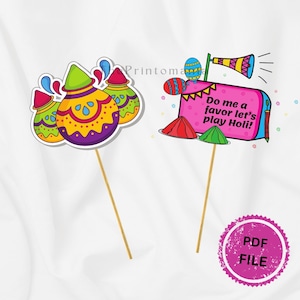Holi Celebration Photo Booth Props Set of 15 Rang Barse, Holi Hai ...