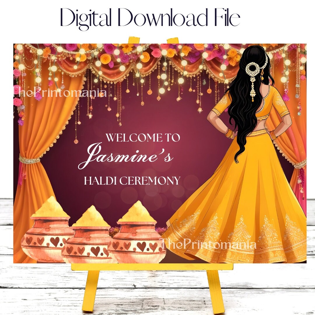 Haldi Ceremony Welcome Signs Posters for Haldi & Sangeet, Holud Welcome ...
