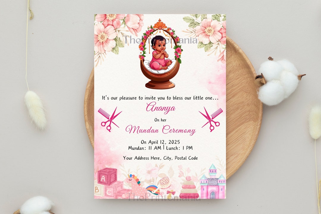 Baby Girl Mundan Ceremony Invitation, Digital Mundan Invitation, Mundan ...