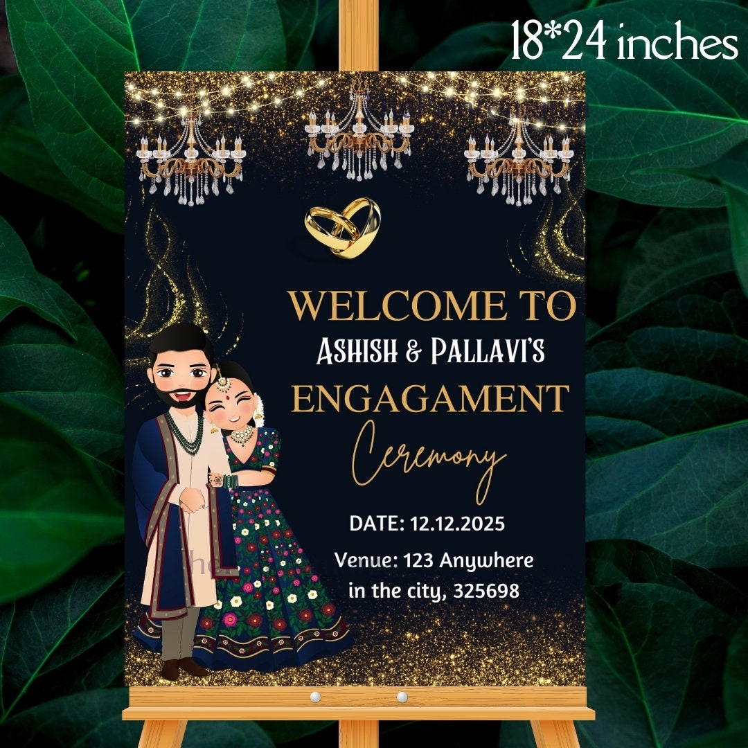 Buy Indian Ring Ceremony Welcome Sign, Indian Engagement Welcome Board ...