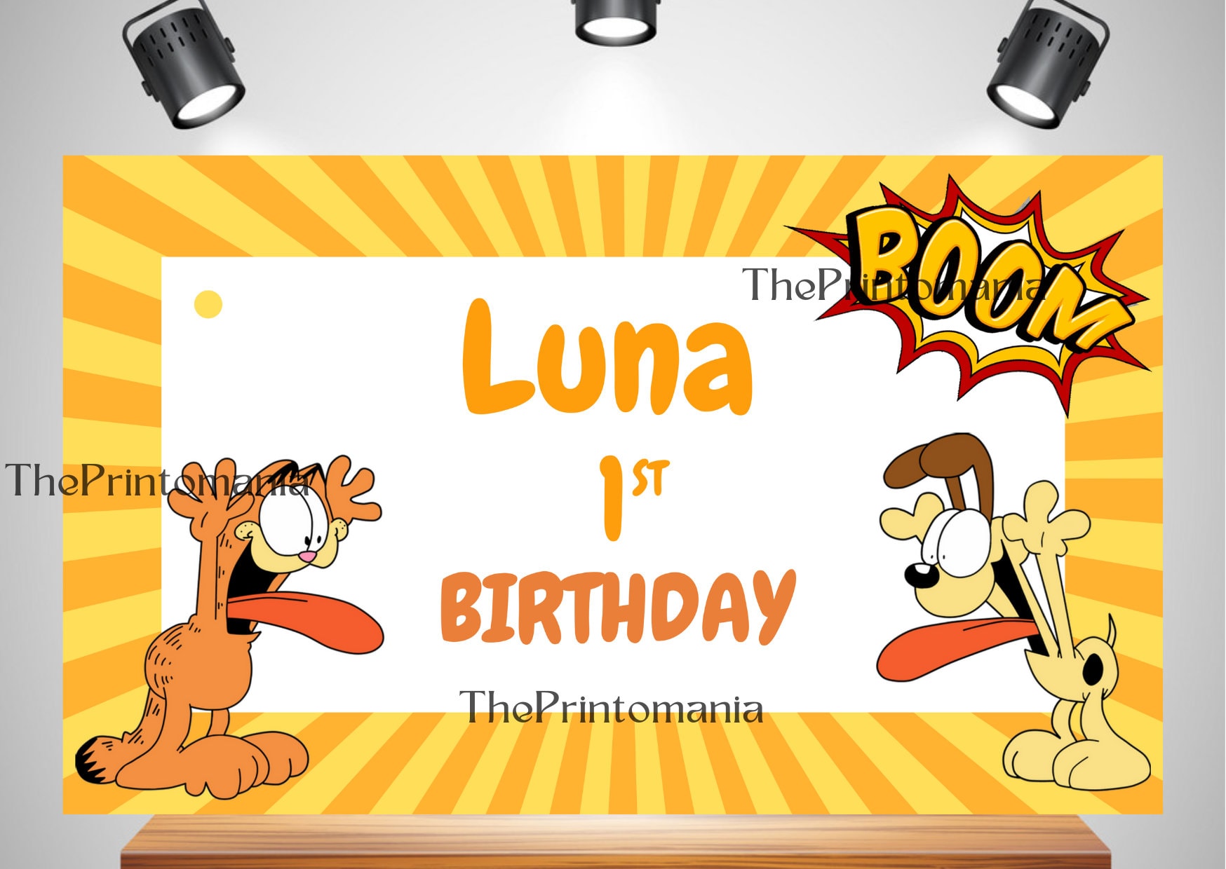 Garfield Birthday Backdrop, Garfield Backdrop Banner, Garfield Theme ...