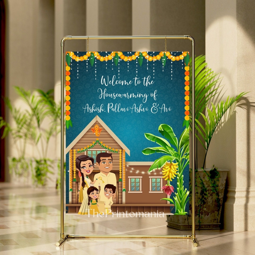 Housewarming Welcome Sign Board, Indian New House Welcome Banner ...