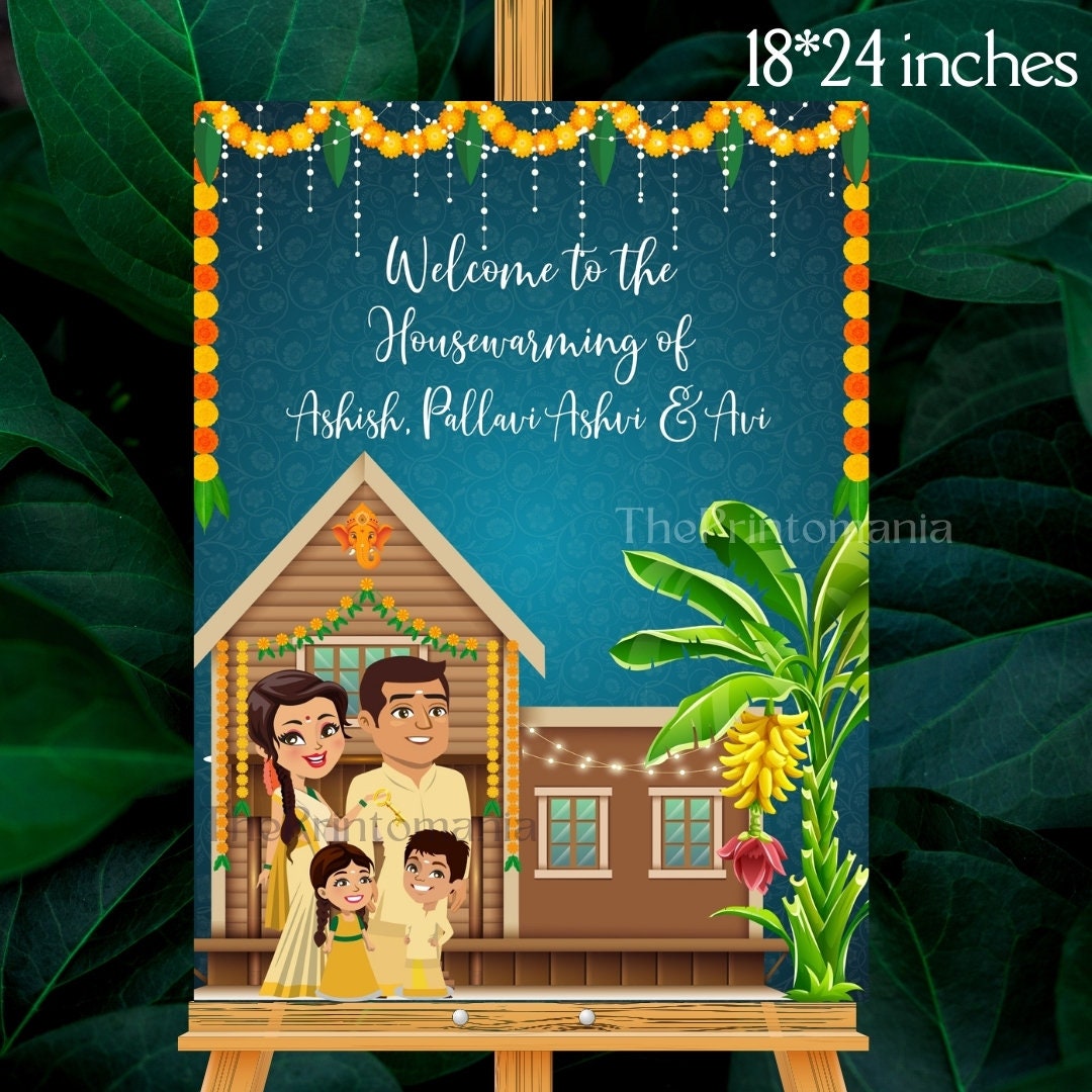 Housewarming Welcome Sign Board, Indian New House Welcome Banner ...