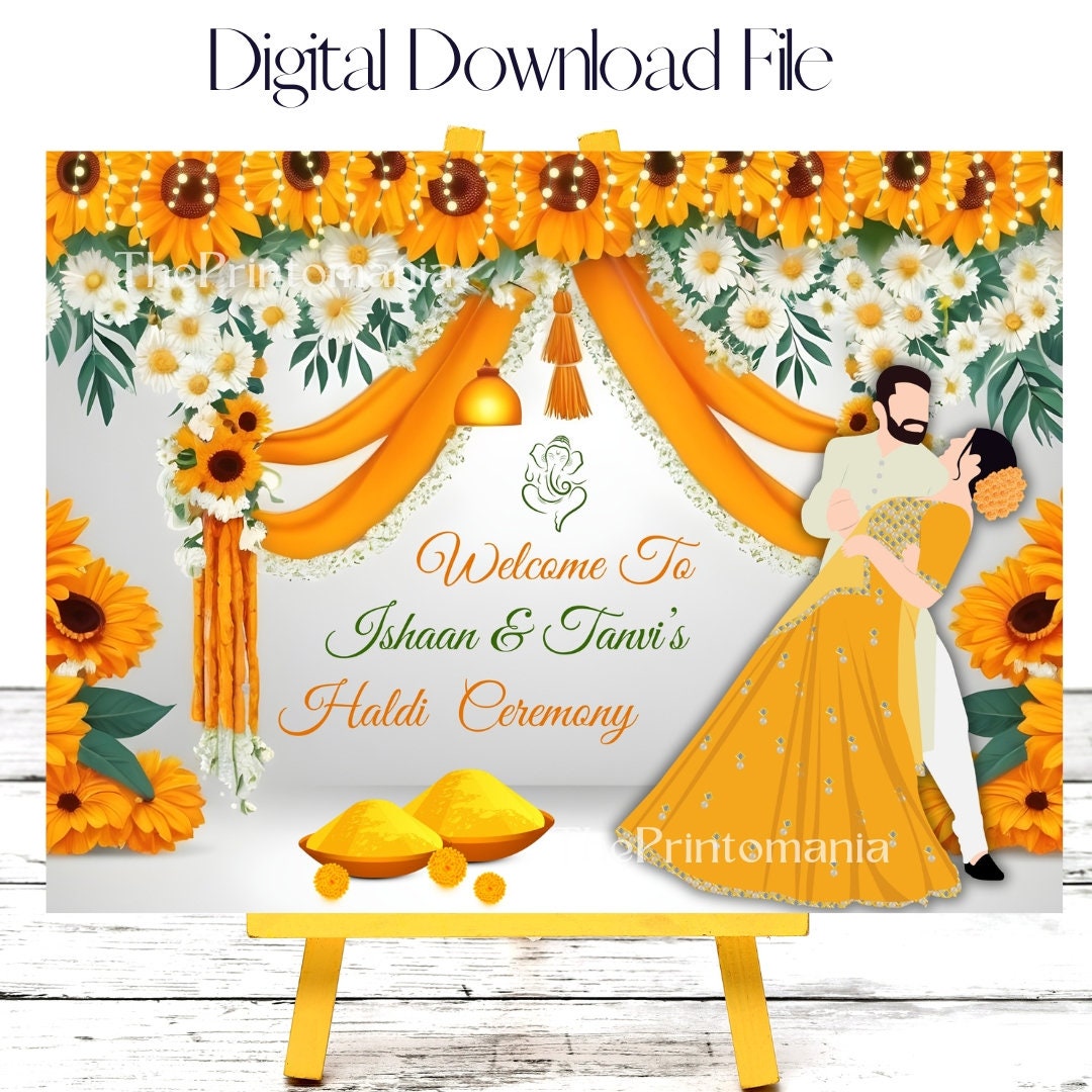 Haldi Decor as Pithi Welcome Signs, Couple Haldi Welcome Signs as Haldi ...
