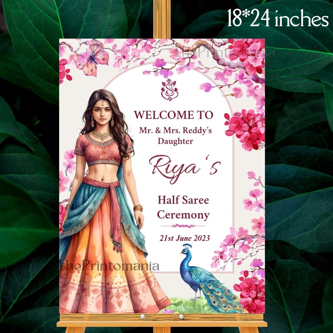 Puberty Welcome Sign as Half Saree Ceremony Welcome Sign, South Indian ...