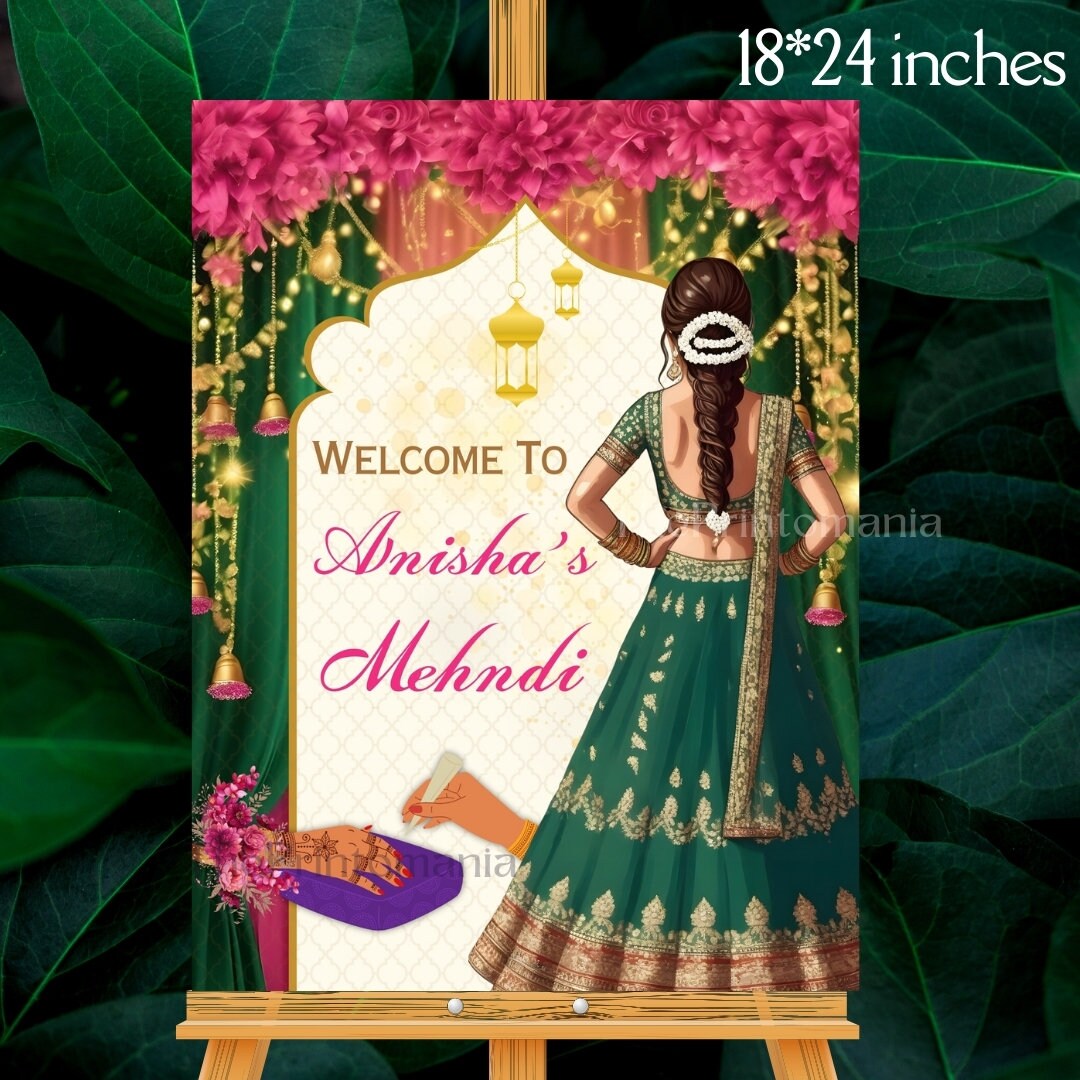 Mehndi Welcome Signs in Posters for Mendhi and Sangeet, Mehendi Welcome ...