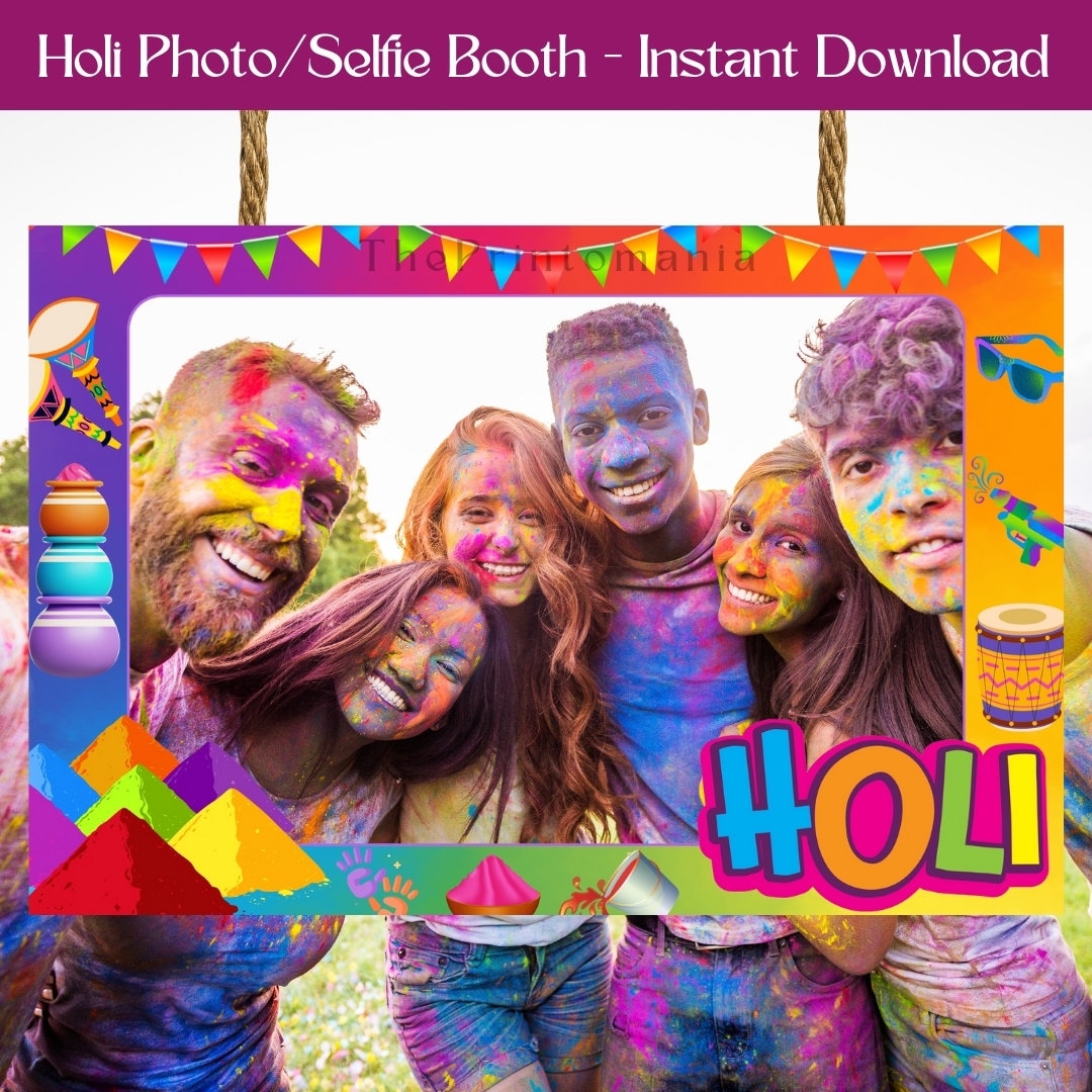 Holi Party Photobooth, Holi Selfie Booth, Holi Party Photo Props ...