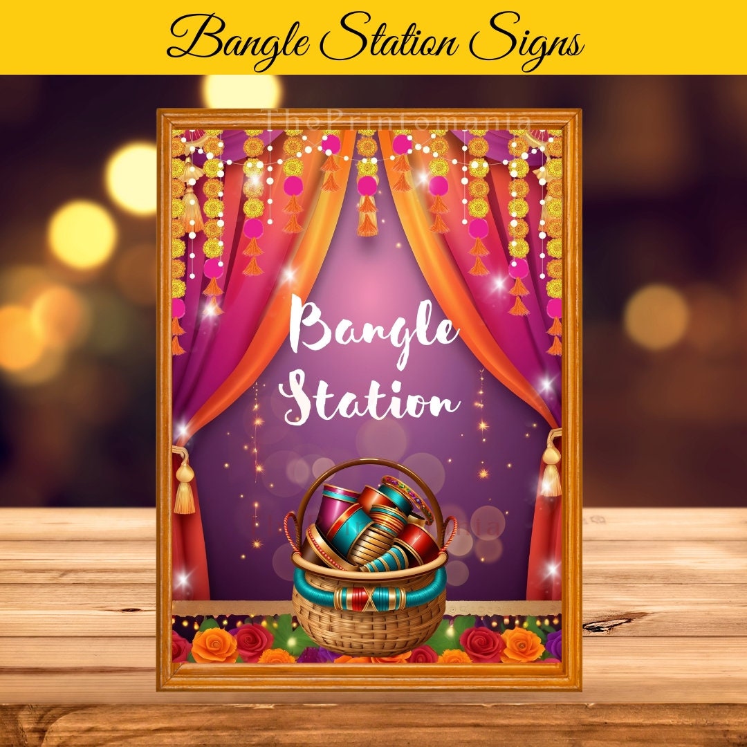 Bangle Bar Signage, Bangle Station Sign, Haldi Mehndi Decoration ...
