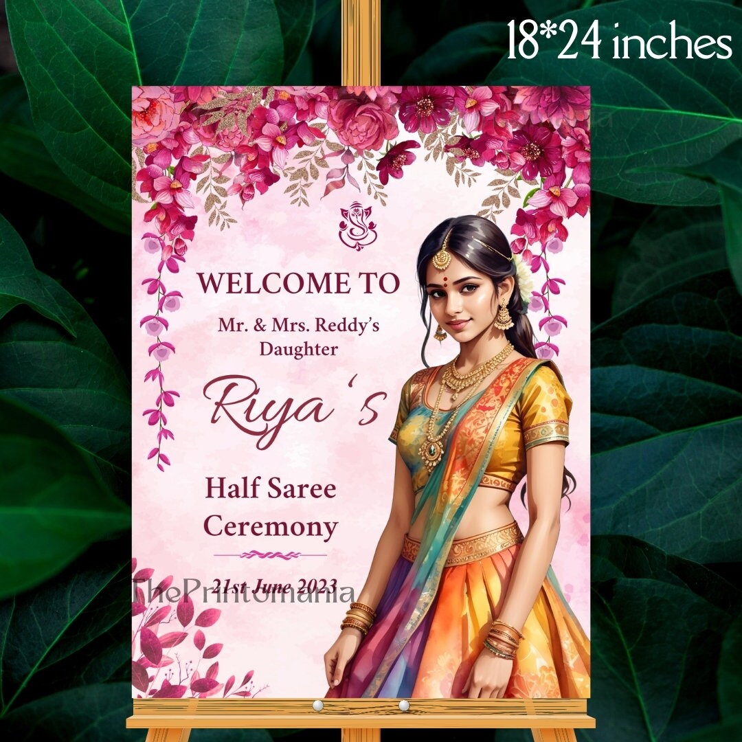 Puberty Ceremony Welcome Sign as Half Saree Welcome Sign, South Indian ...