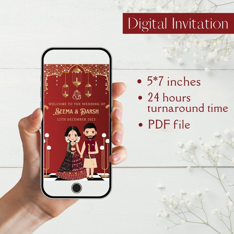 Indian Wedding Digital Invitation, Editable Wedding Invitation Card ...