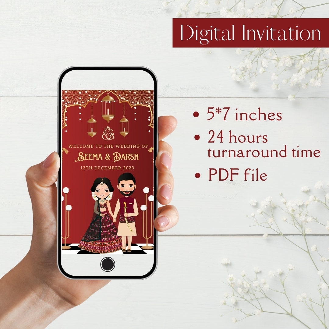 Indian Wedding Digital Invitation, Editable Wedding Invitation Card ...