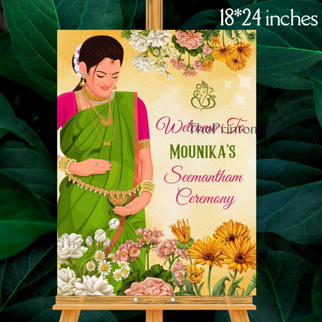 Seemantham Ceremony Sign, Baby Shower Sign, Valaikappu Sign,desi Baby ...