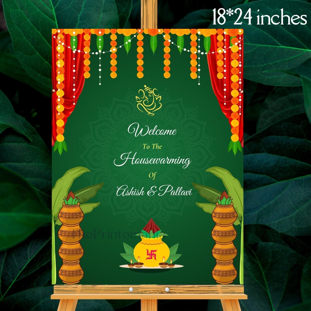 Indian Housewarming Welcome Sign as Shanti Pravesham Sign - Etsy