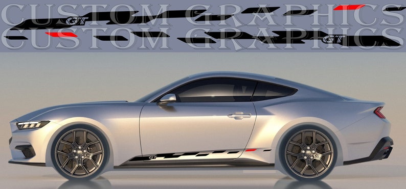 Sport Sticker Decal Side Door Stripes Compatible With Ford Mustang GT ...