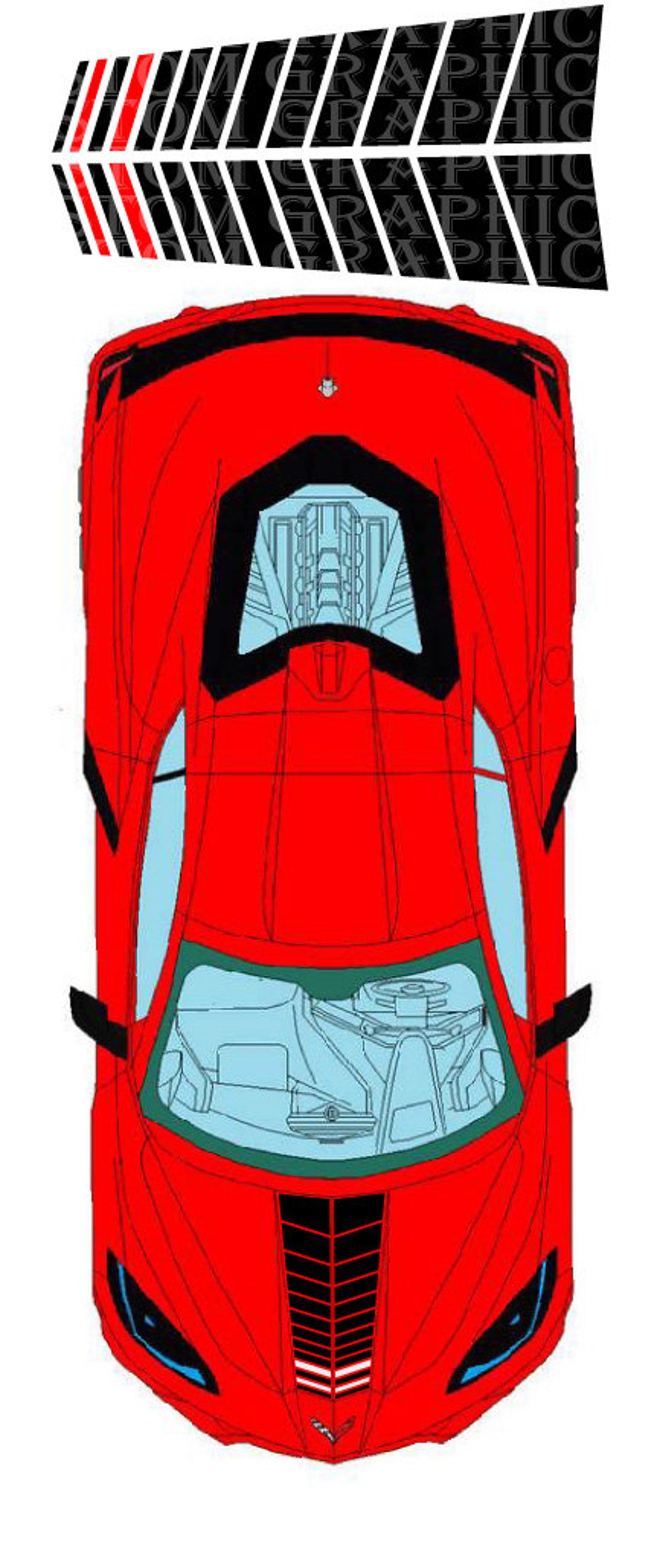 Hood Vinyl Decals for Your Ride Compatible With Chevrolet Corvette C8 ...