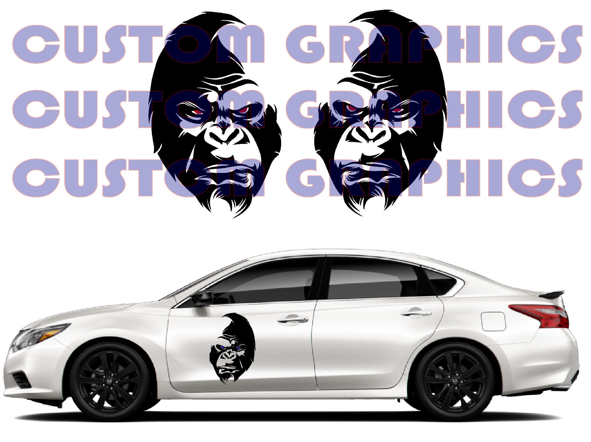 Universal Gorilla Head Design Set of Racing Side Stripes Decal - Etsy