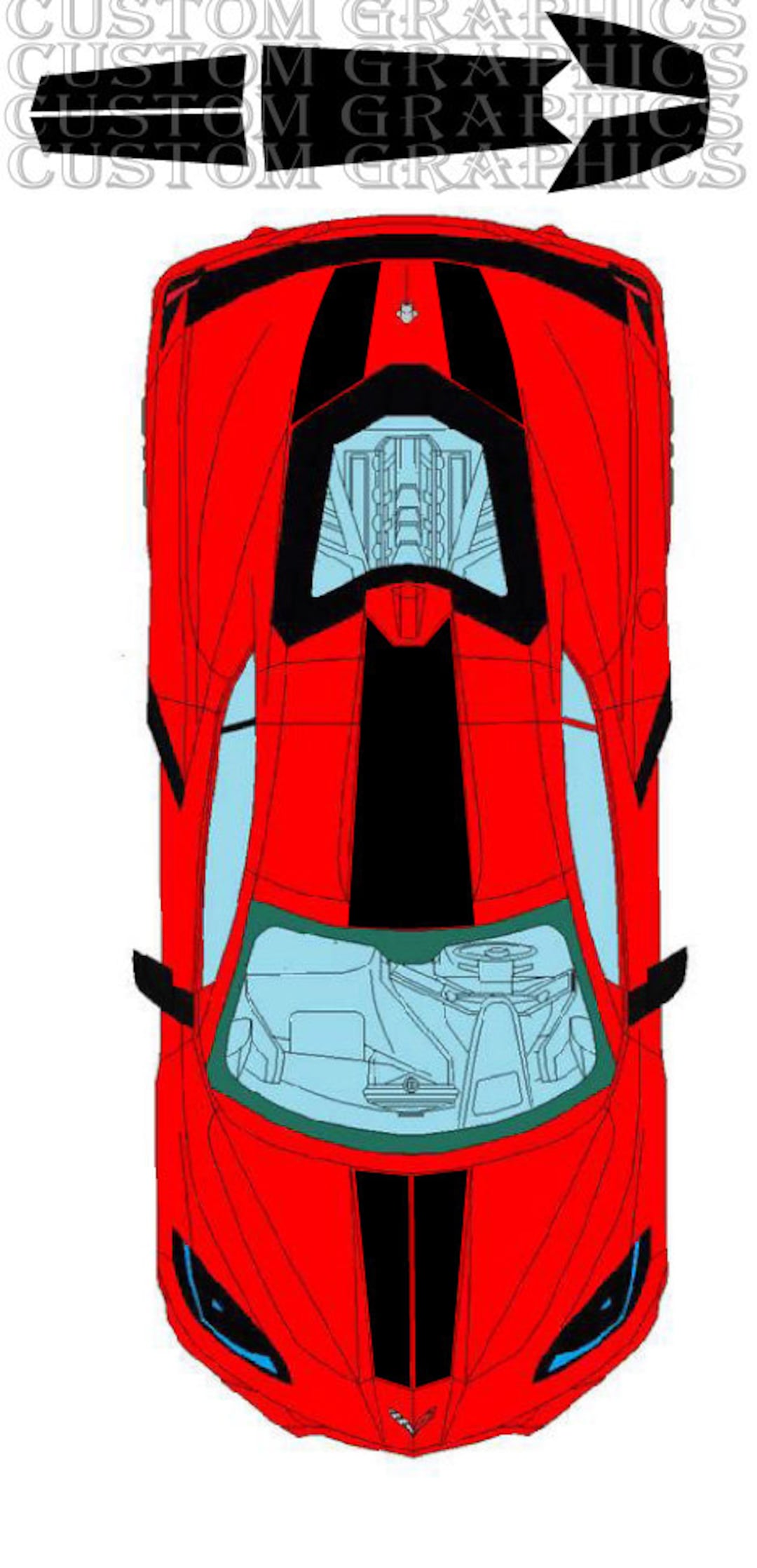 Hood Stickers Decal Stripe Body Kit Compatible With Chevrolet Corvette ...