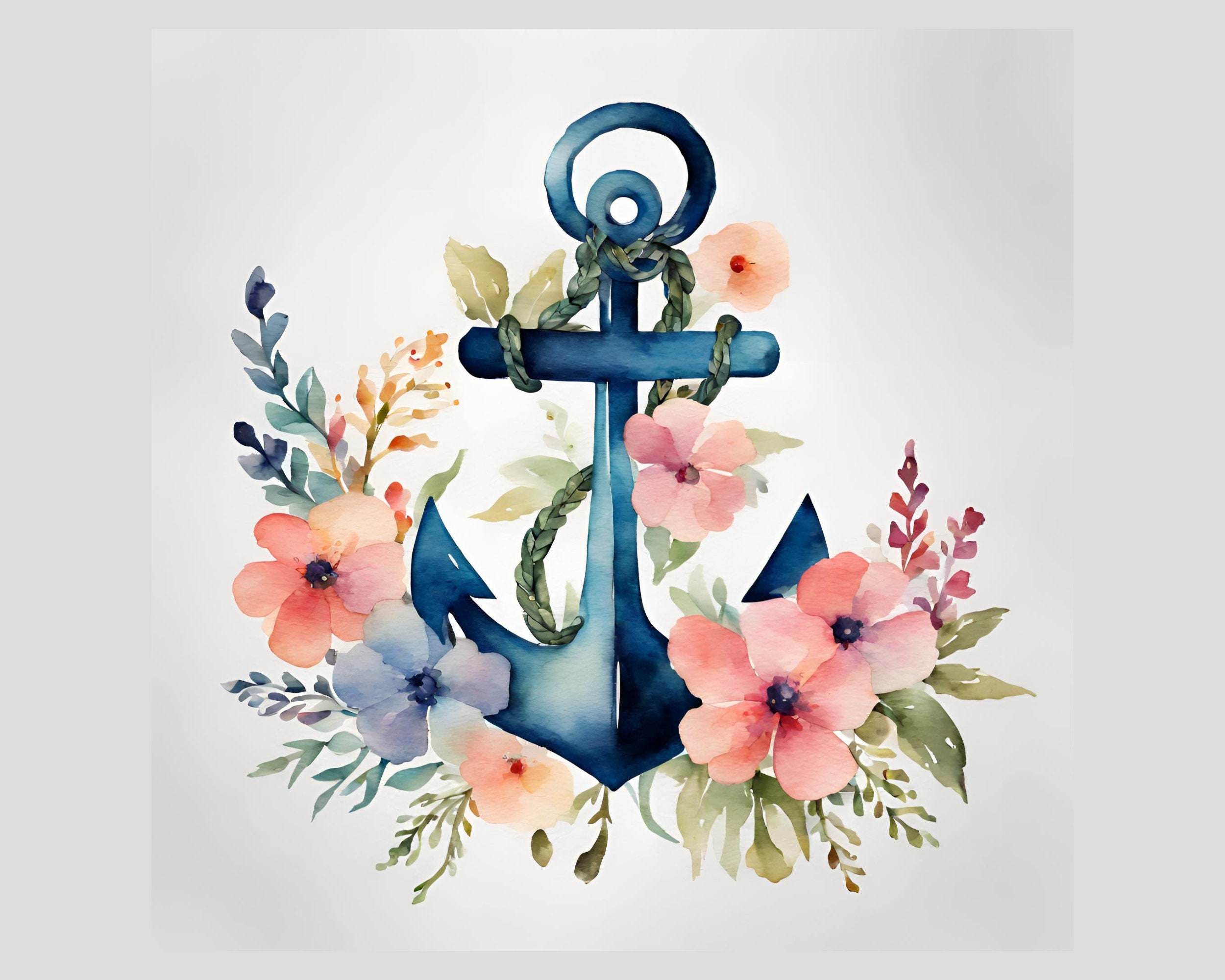 Printable Floral Anchor Art - Etsy