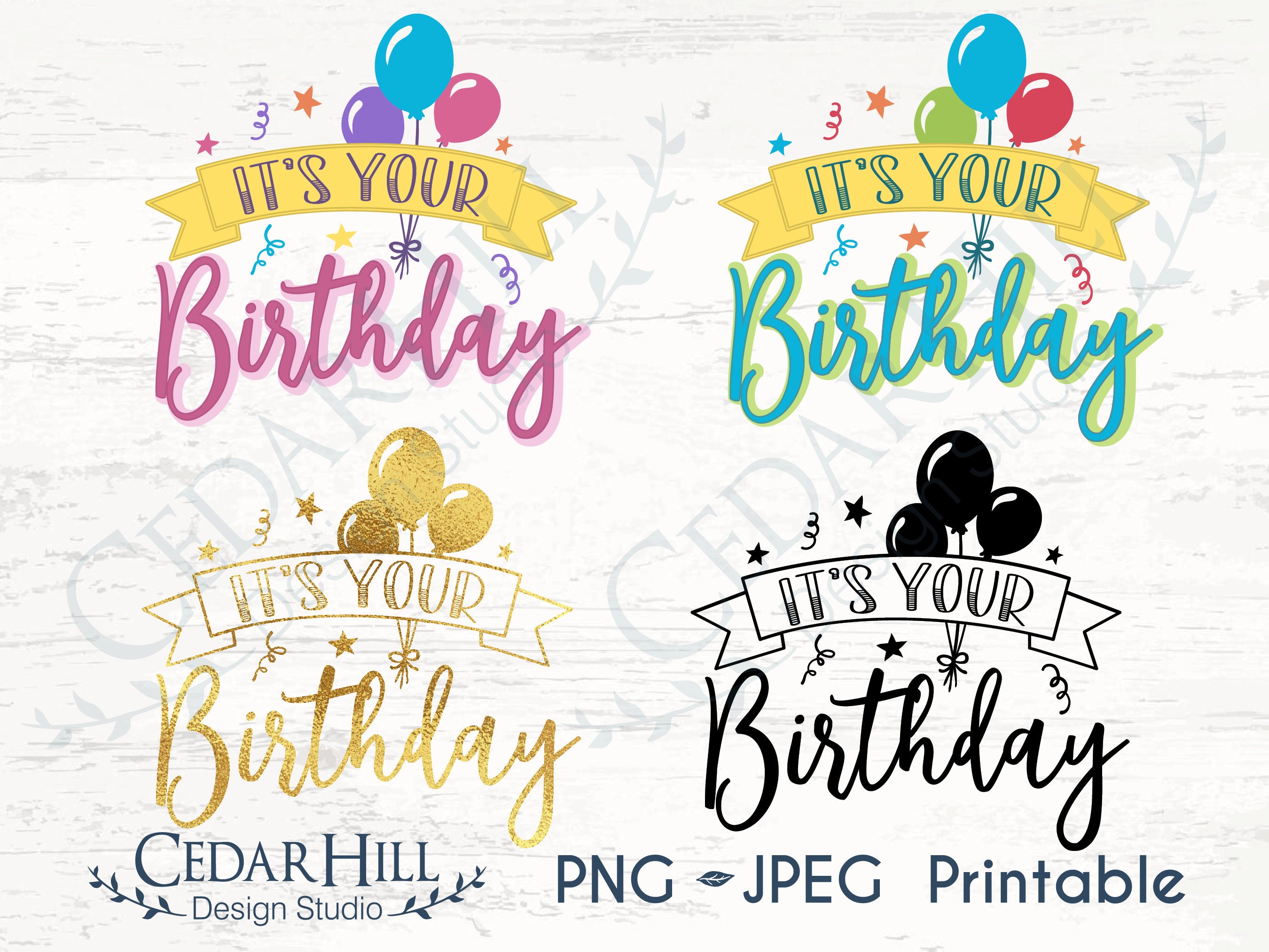 Happy Birthday Printable Mega Bundle, JPEG, Png, SVG, DXF, Silhouette ...