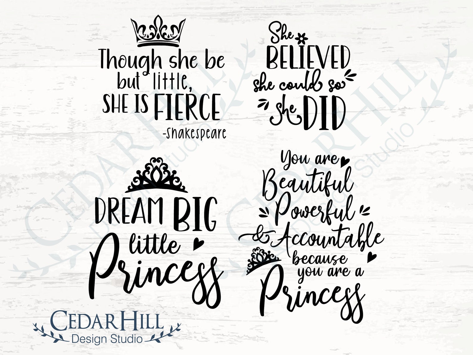 Inspirational Princess Quotes SVG Bundle, Positive, Royalty, Dxf, Eps ...