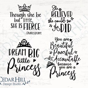 Inspirational Princess Quotes SVG Bundle, Positive, Royalty, Dxf, Eps ...
