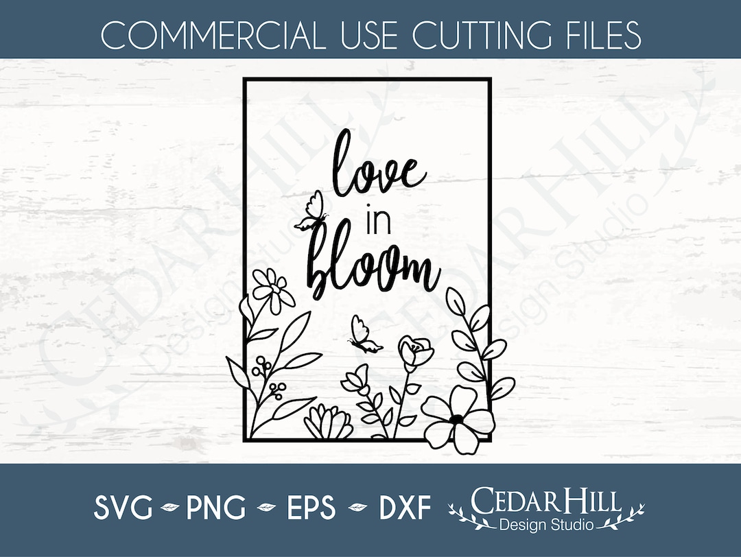 Love in Bloom Flower Frame SVG: Hand-drawn Floral (digital Download) - Etsy