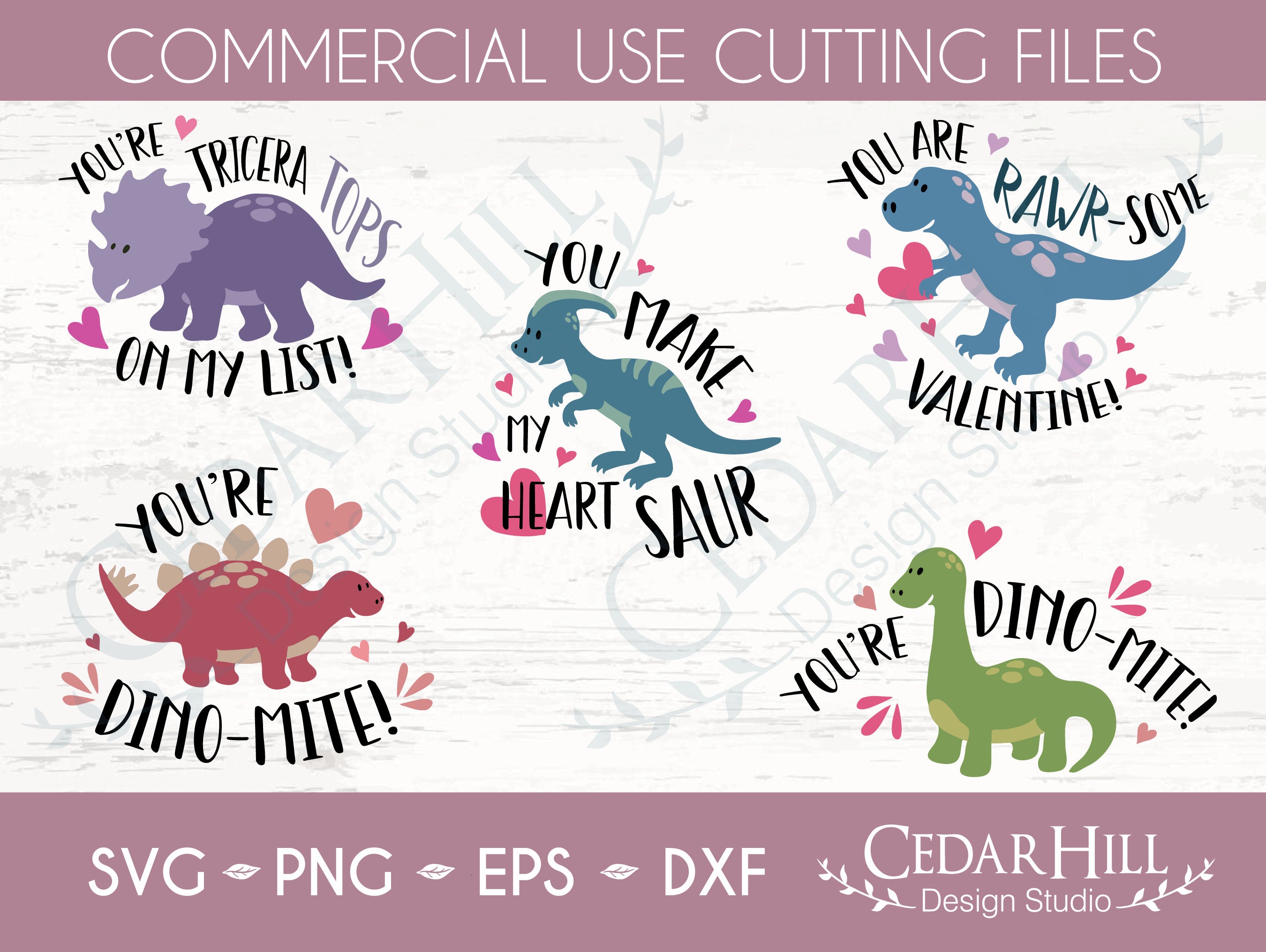 Cute Dinosaur Valentine SVG Bundle, Valentine's Day, JPEG, Dxf, Eps Png ...
