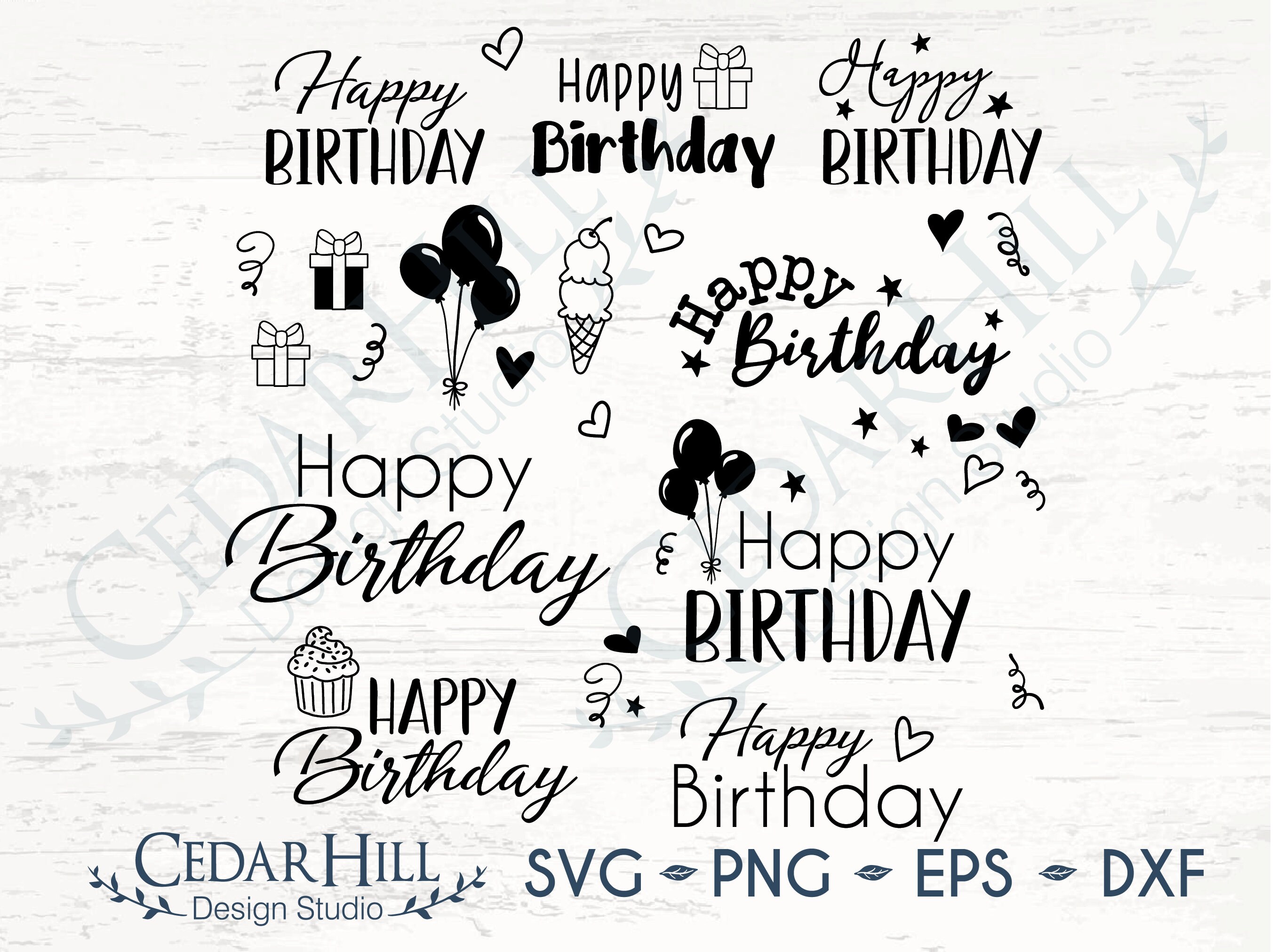 Happy Birthday Svg Bundle Dxf Eps Png Silhouette Cricut Etsy