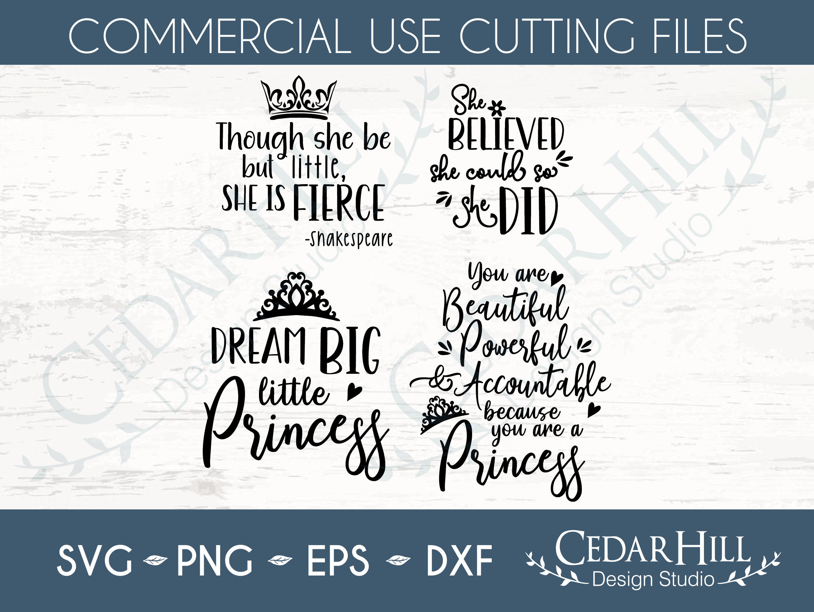 Inspirational Princess Quotes SVG Bundle, Positive, Royalty, Dxf, Eps ...