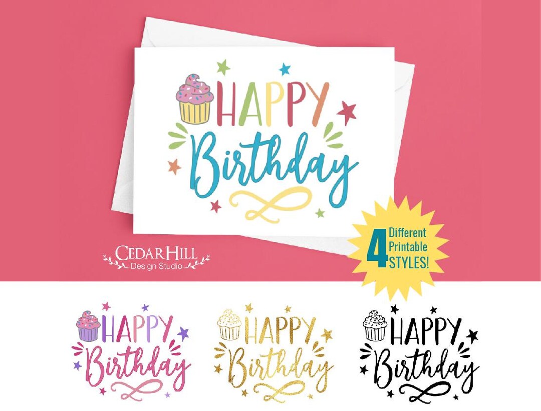 Cupcake Birthday Card Printable Bundle (digital Download) - Etsy