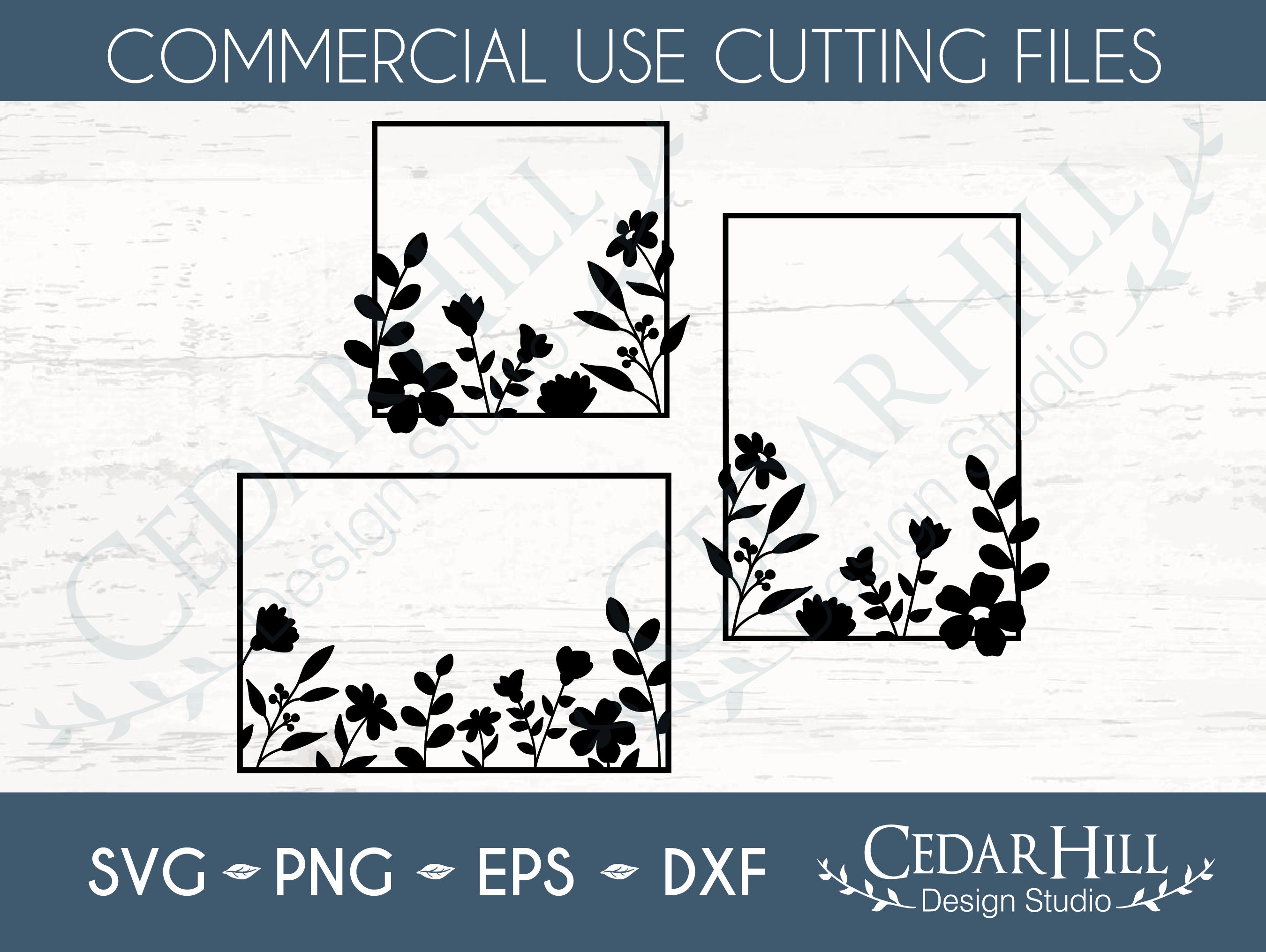 Flower Silhouette Frame SVG Bundle, Hand Drawn Floral, Spring, Dxf, Eps ...