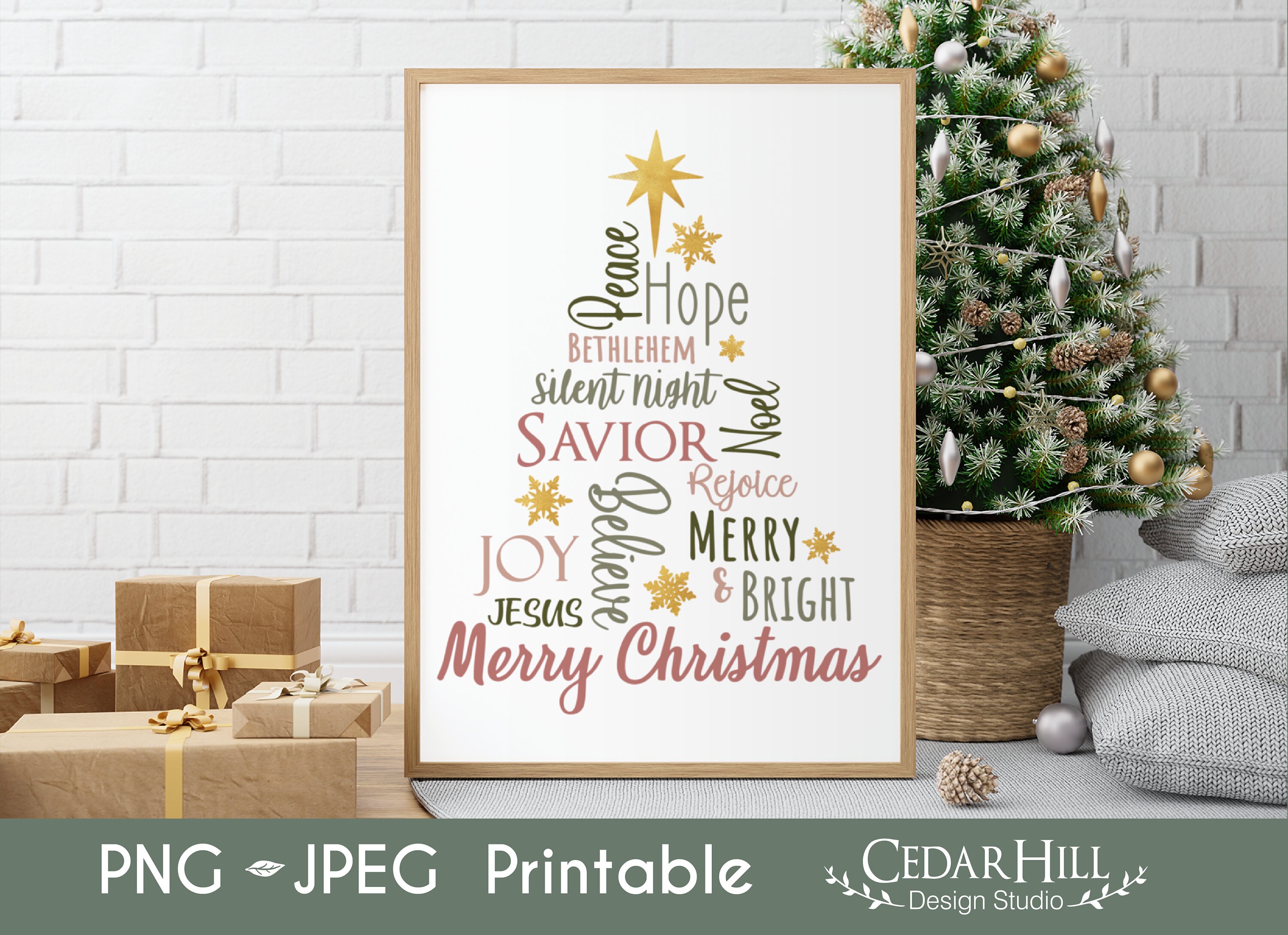 Christmas Tree in Words Printable Bundle, 6 Color Variations, Christian ...