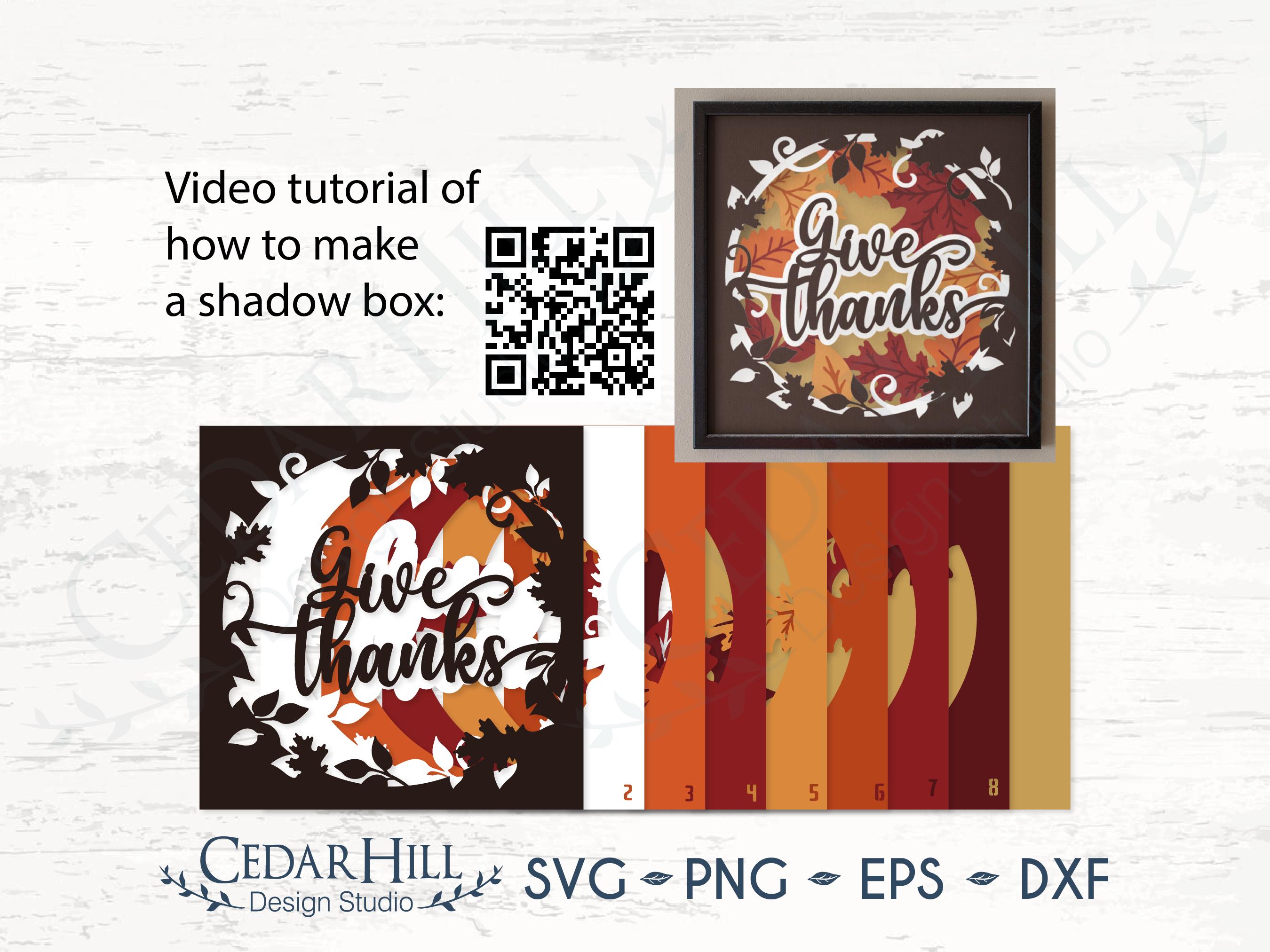 Give Thanks Shadow Box SVG Cut File, 3D Multi Layer Wall Art, Leaves ...