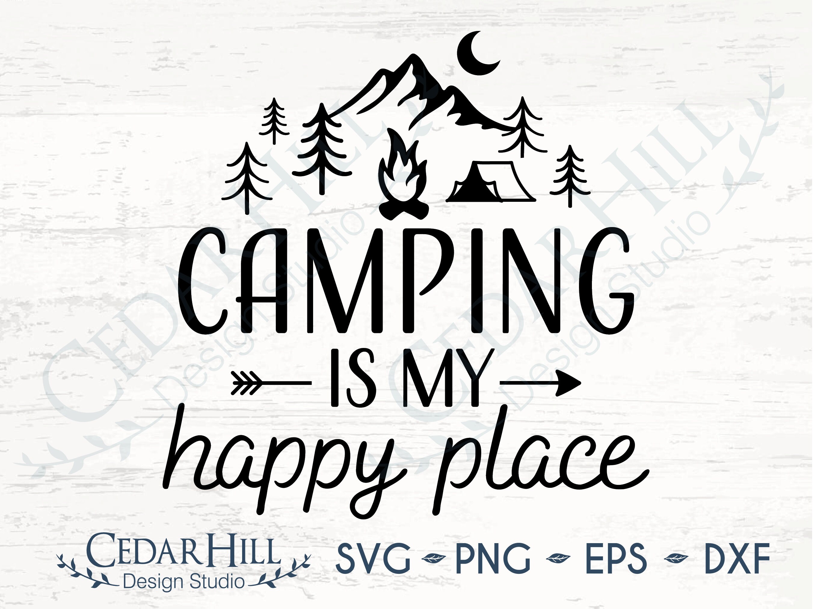 Camping is My Happy Place SVG, Camp, Outdoors, Mountains, Summer ...