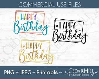 Happy Birthday Printable Mega Bundle, JPEG, Png, SVG, DXF, Silhouette ...