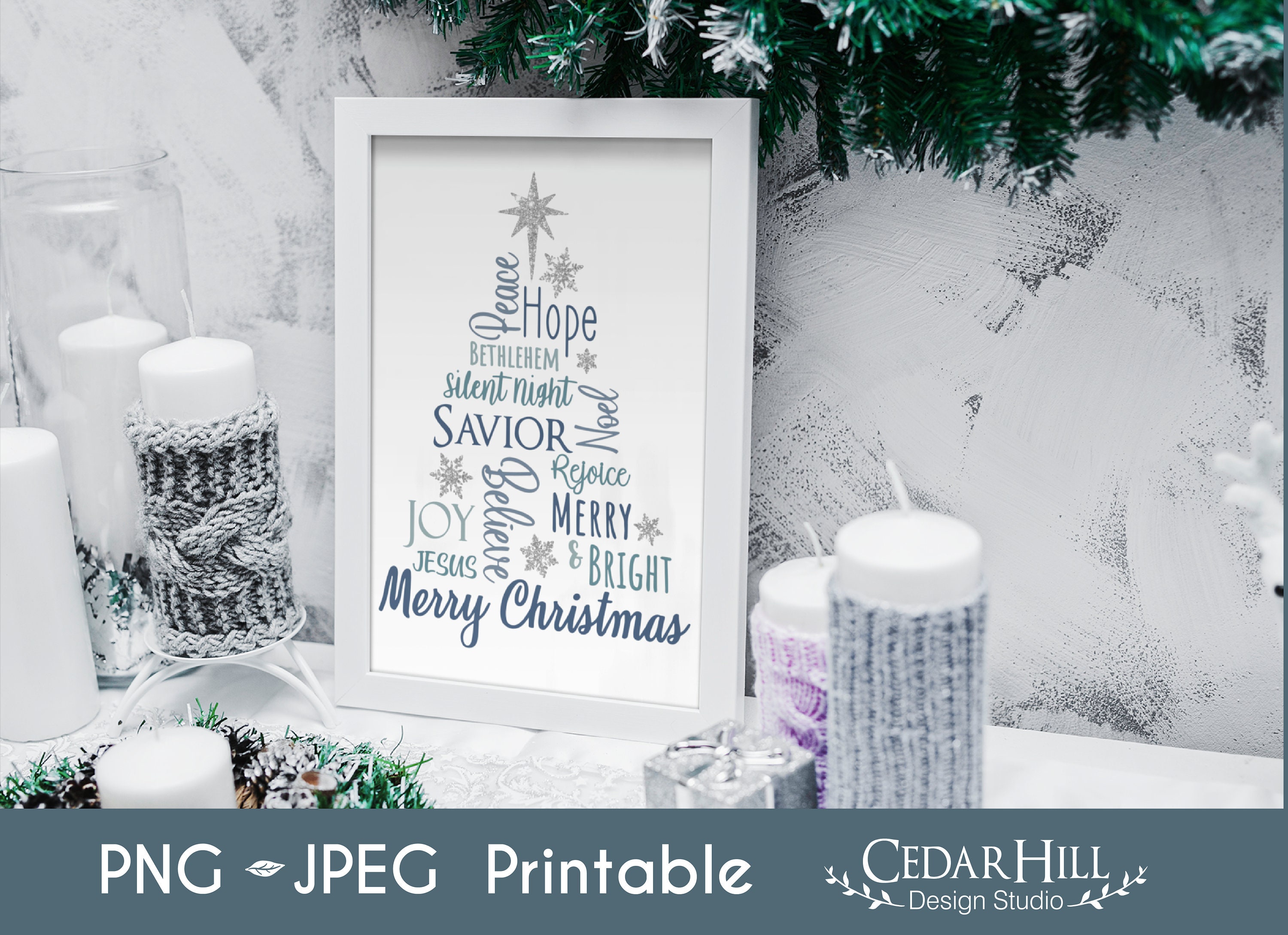 Christmas Tree in Words Printable Bundle, 6 Color Variations, Christian ...