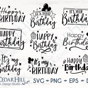 Happy Birthday Printable Mega Bundle, JPEG, Png, SVG, DXF, Silhouette ...