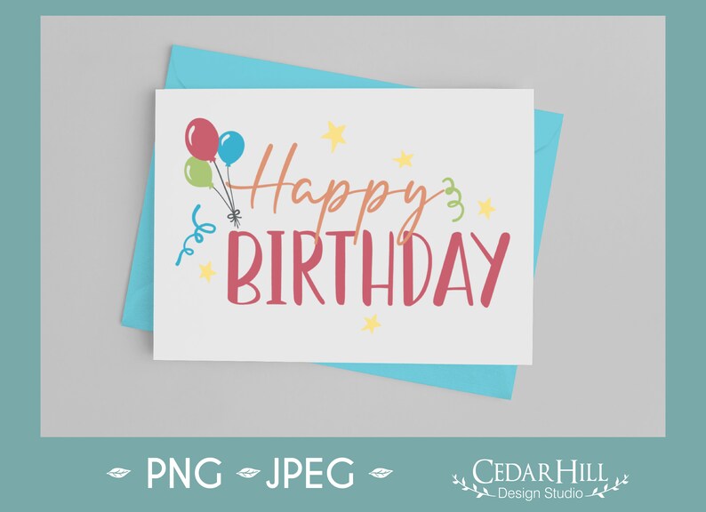 Happy Birthday Balloons Printable Bundle JPEG Png - Etsy
