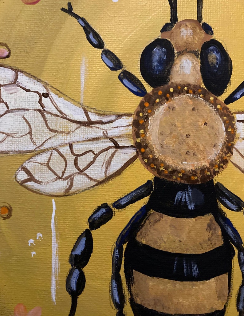 What a Pretty Bee: Ornate Bee Surrounded by Tiny Flowers Original ...