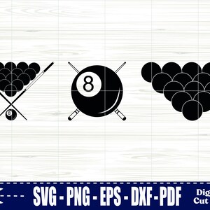 Billiard SVG Bundle: Pool Clipart, Cuttable Designs (digital Download ...