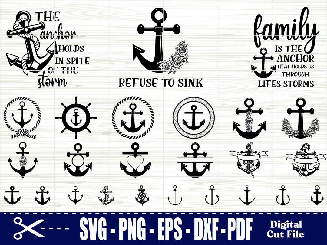 Anchor SVG Bundle: Nautical Designs, Clipart, Cut Files (digital ...