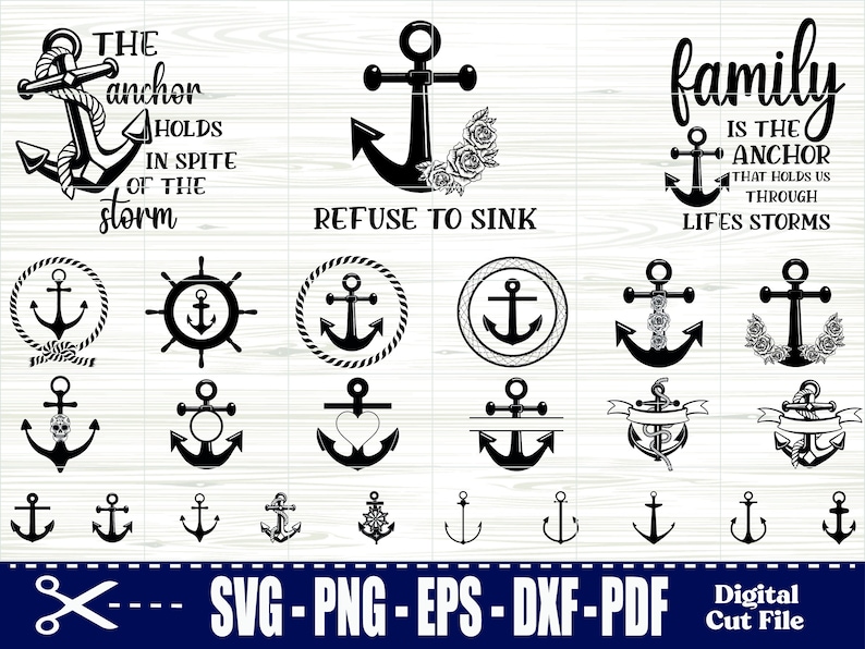 Anchor SVG Bundle: Nautical Designs, Clipart, Cut Files (digital ...