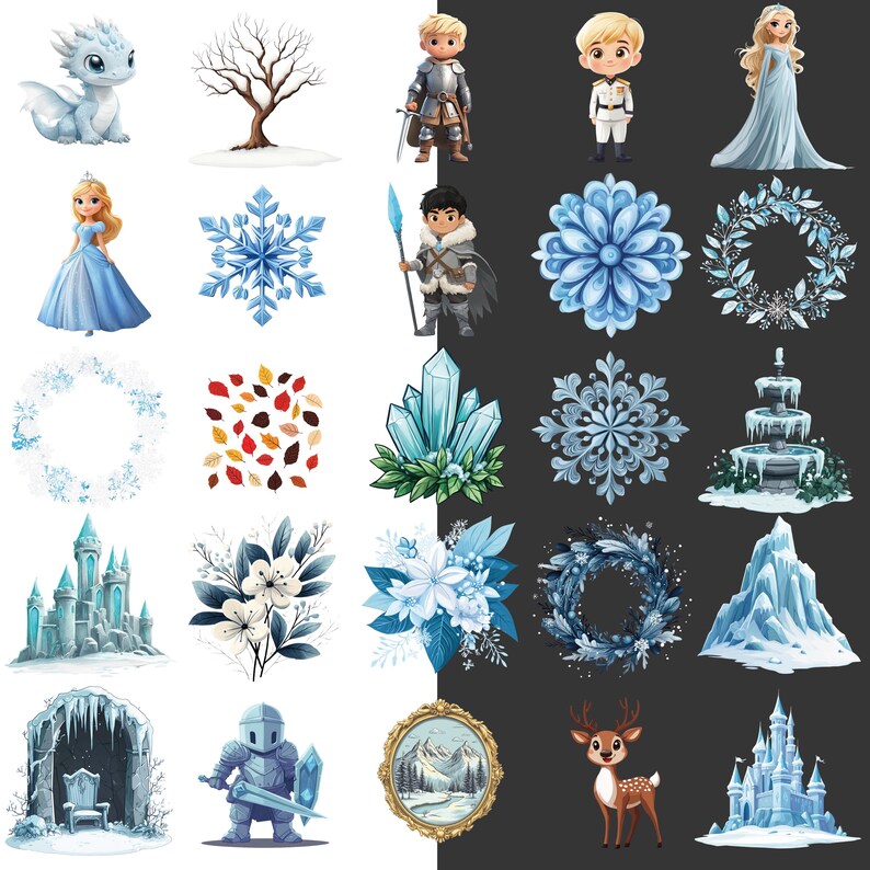 Frozen Clipart Bundle | Princess, Snowman PNG Illustrations (300 DPI ...