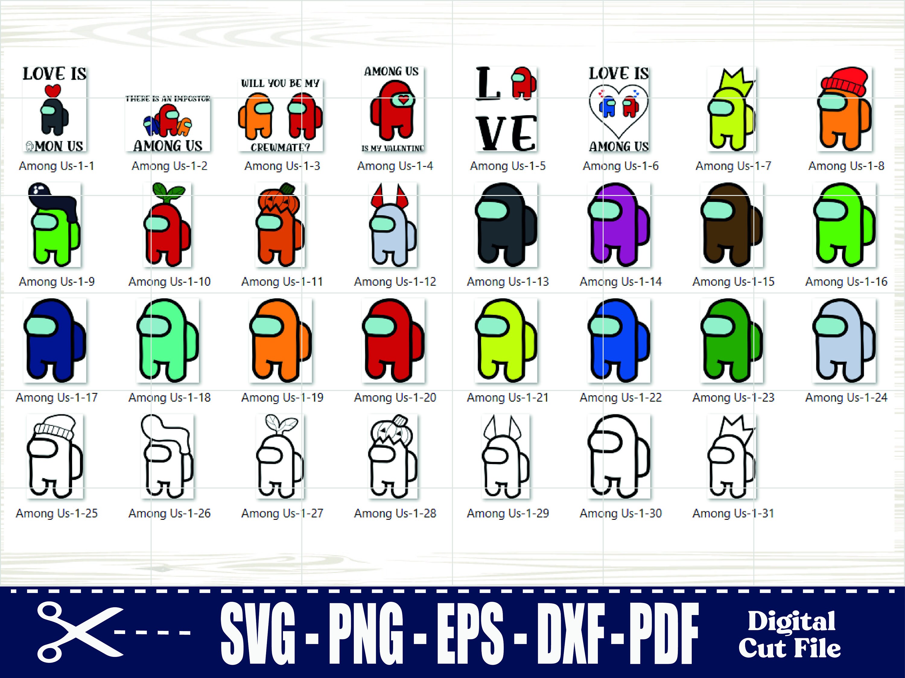 Among Us Svg Bundle Layered Item Amongus Impasta Game - Etsy